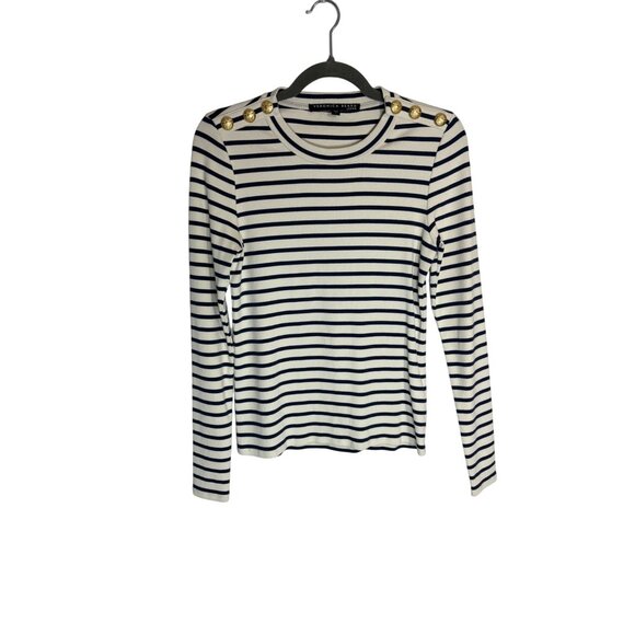 Veronica Beard | Tops | Veronica Beard Mayer Shoulder Button Striped ...